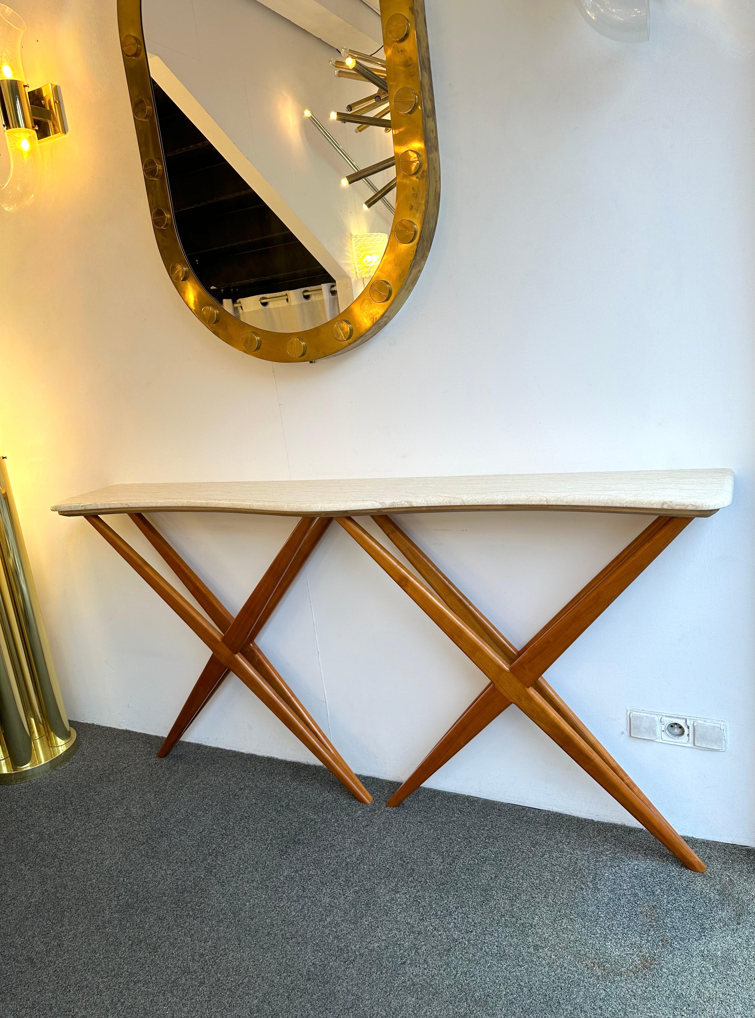 Mid-Century Modern Wood and Marble Wave Console Table. Italy For Sale ...