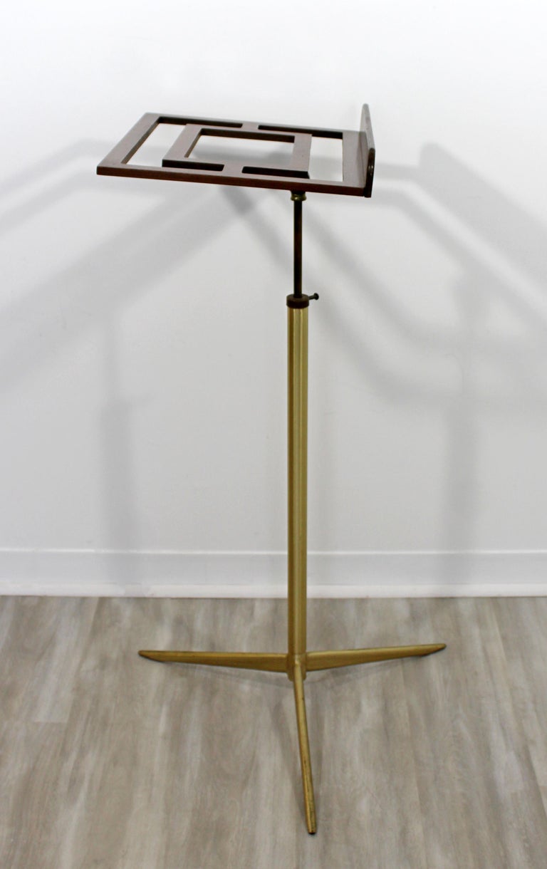 Mid-Century Modern Wood and Brass Italian Music Art Pedestal Display ...