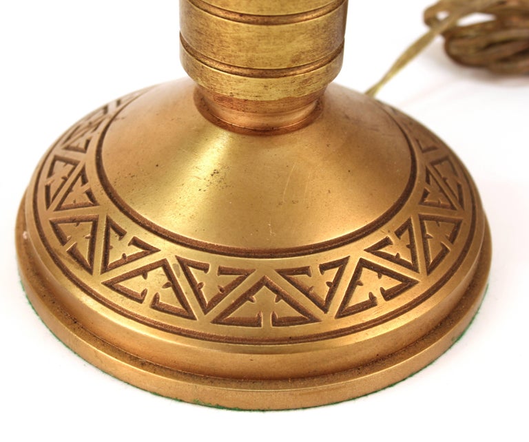 Mid-Century Modern Wood Column and Greek Key Table Lamps with Black ...