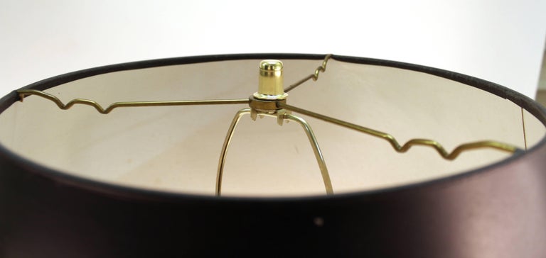 Mid-Century Modern Wood Column and Greek Key Table Lamps with Black ...