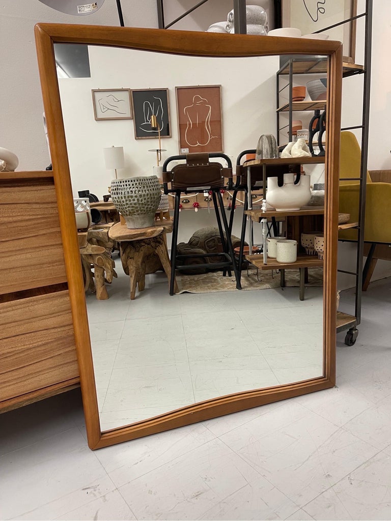 Mid-Century Modern Wood Framed Mirror For Sale at 1stDibs