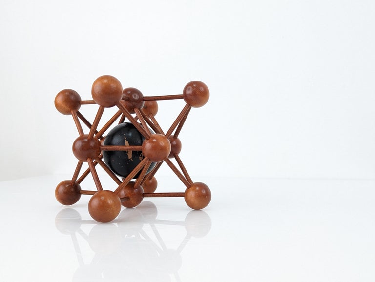 Mid-Century Modern Wood Scientific Molecule Atomic Sculpture 1950s For ...