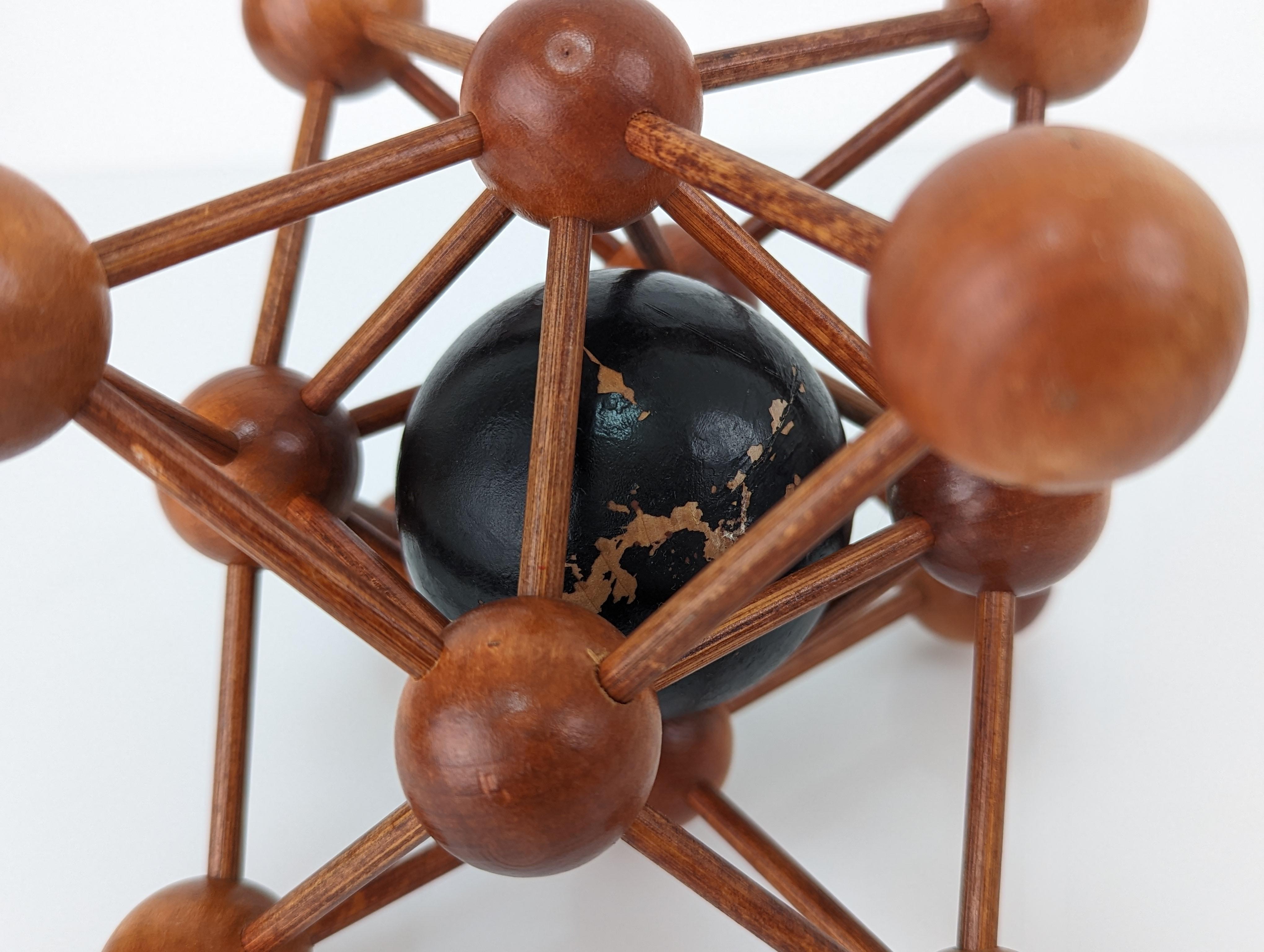 Mid-Century Modern Wood Scientific Molecule Atomic Sculpture 1950s For ...