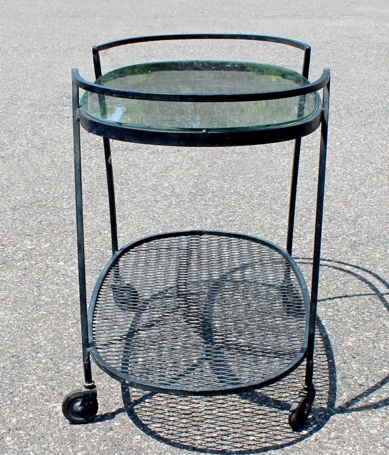Mid-Century Modern Woodard Oval Two-Tier Tea Bar Serving Cart with ...