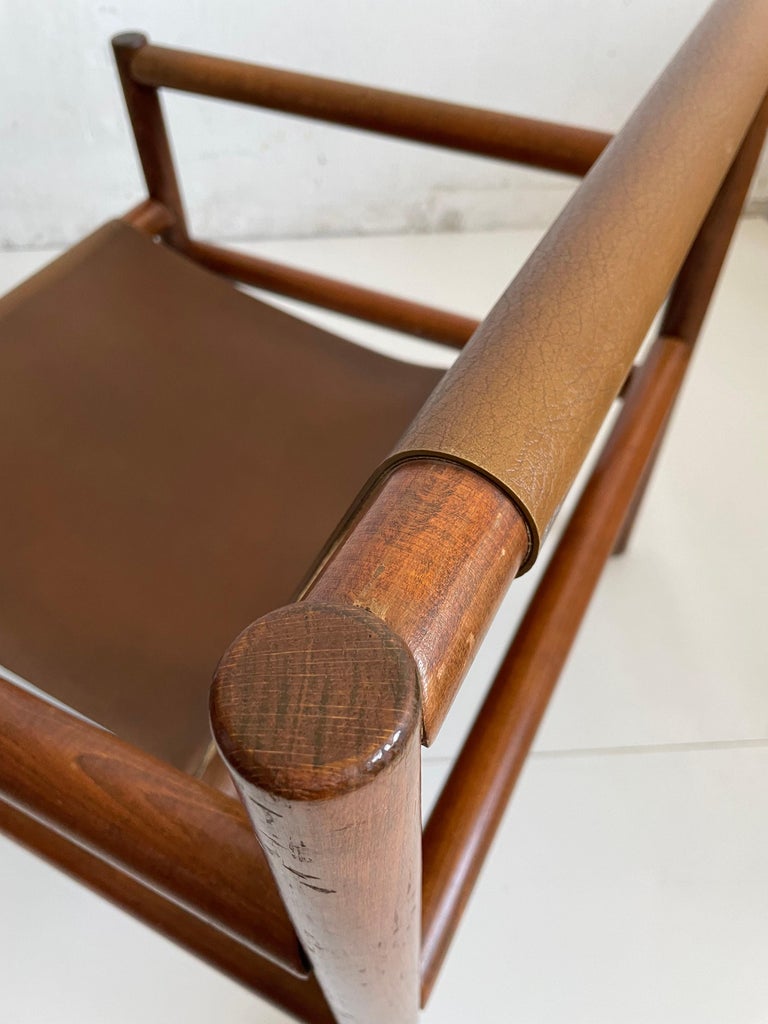 Mid-Century Modern Wooden Armchair, Faux Leather Seating, Stol Kamnik ...