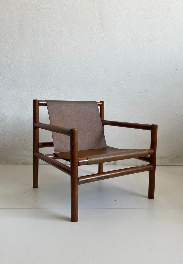 Mid-Century Modern Wooden Armchair, Faux Leather Seating, Stol Kamnik ...