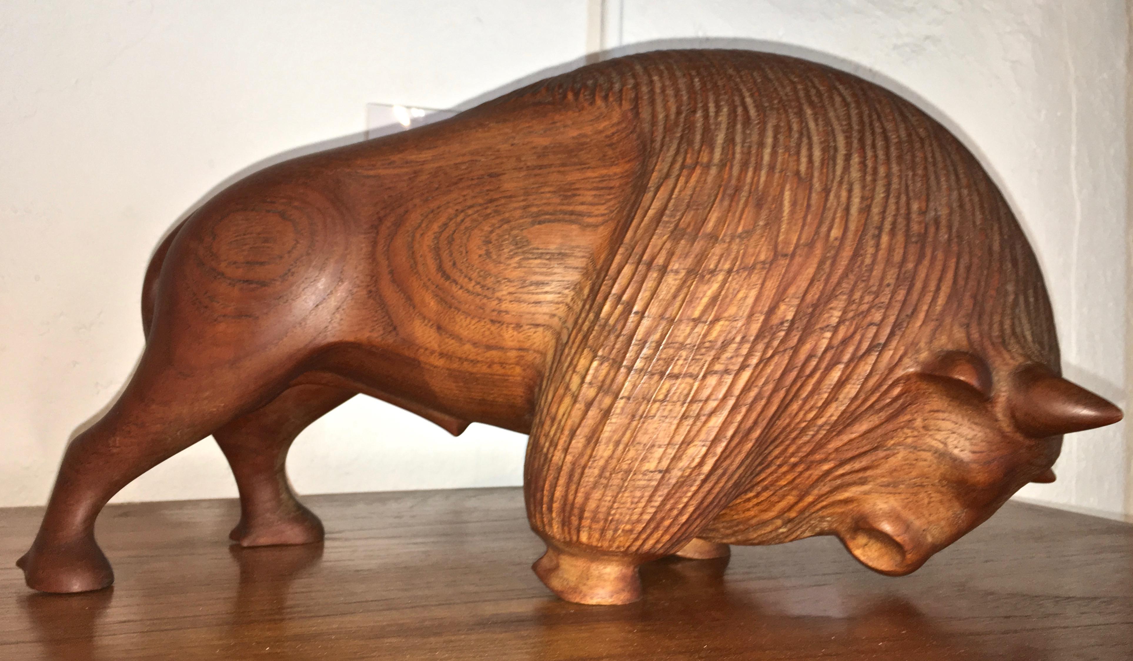 Mid Century Modern Wooden Bull Sculpture, Italy 1960s at 1stDibs