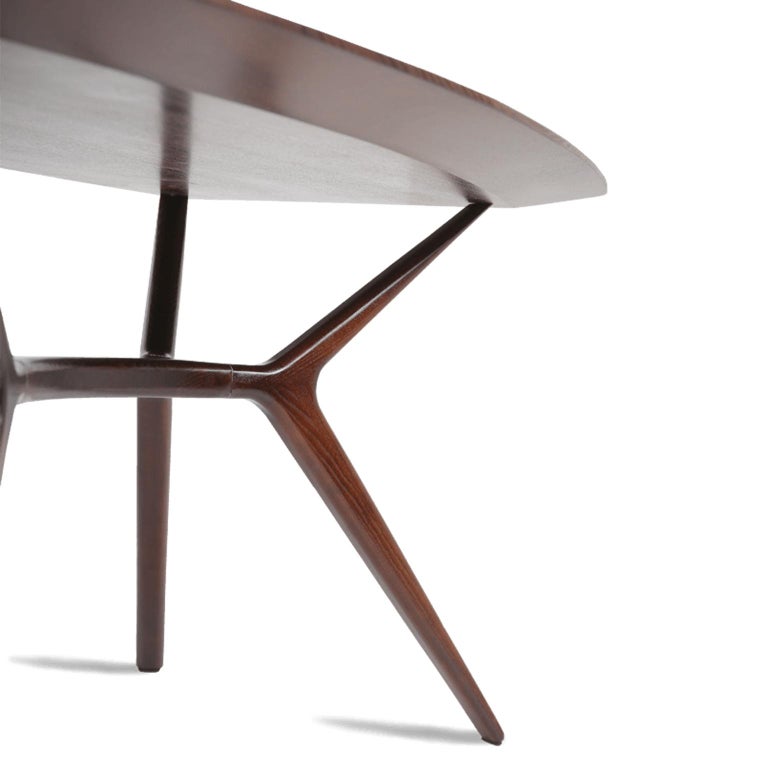 Mid-Century Modern Style Wooden brown Dining Table with flared legs in ...