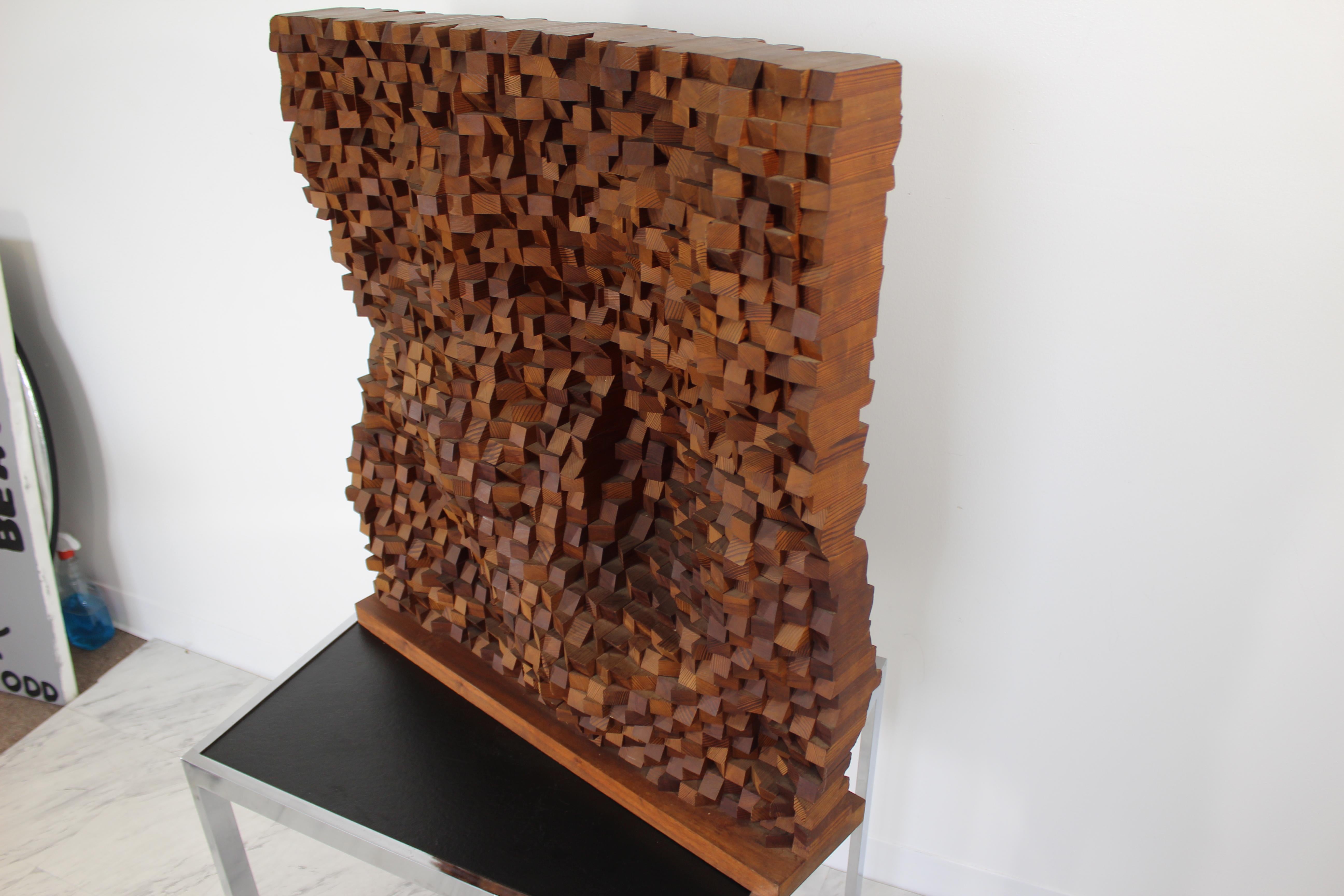 Mid-Century Modern Wooden Large Sculpture "Wall" by Arthur Hoener, 1964 ...
