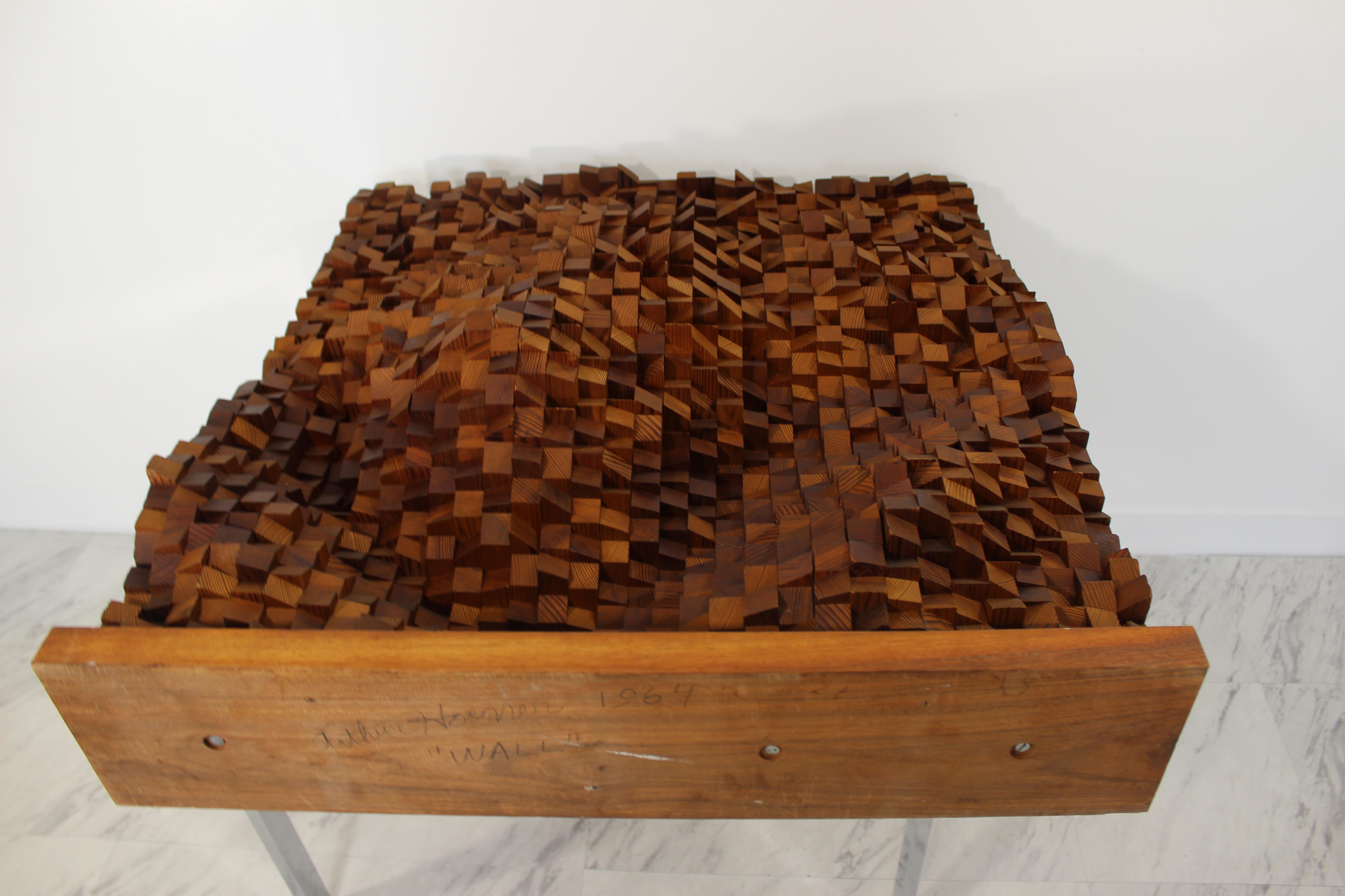 Mid-Century Modern Wooden Large Sculpture "Wall" by Arthur Hoener, 1964 ...