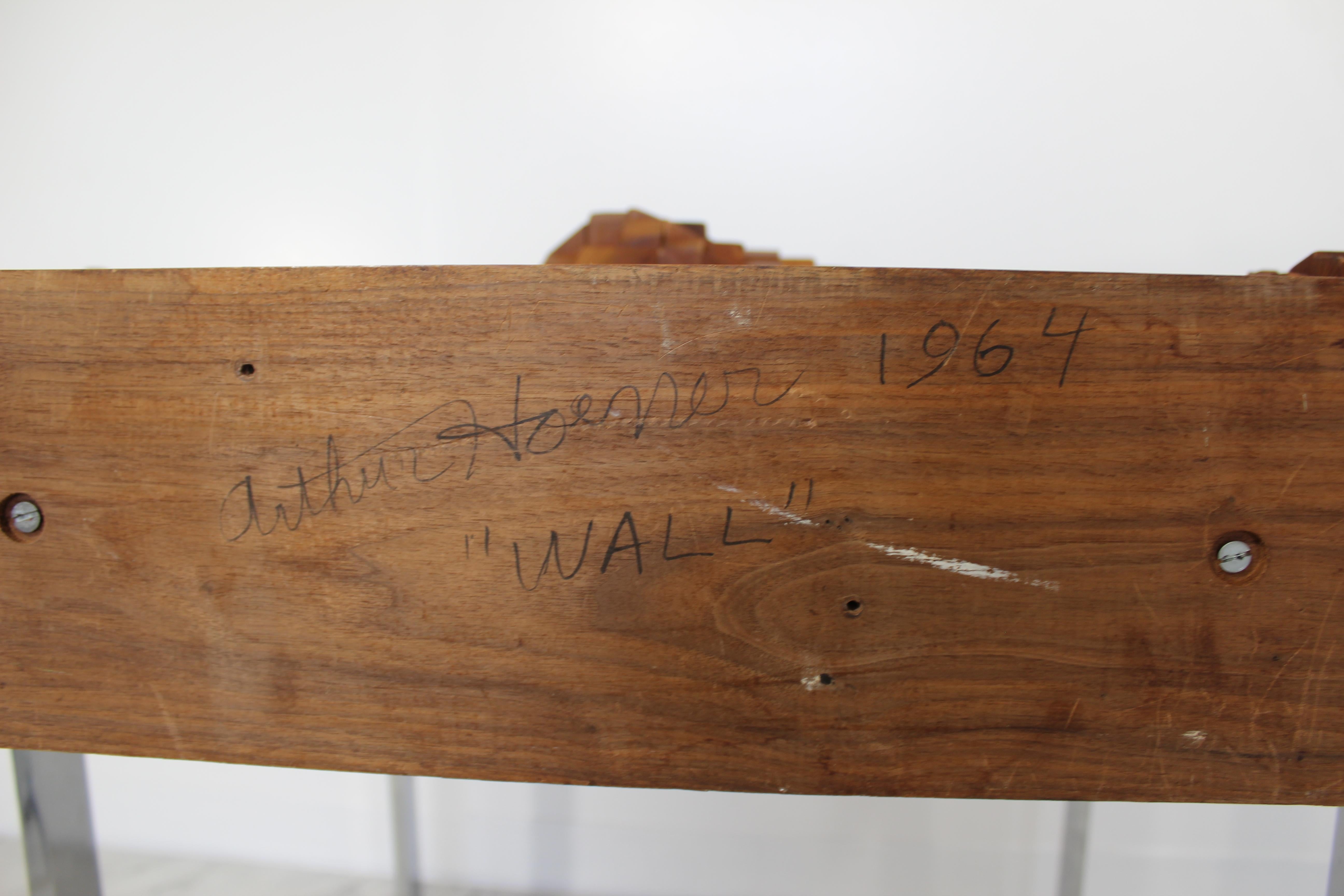 Mid-Century Modern Wooden Large Sculpture "Wall" by Arthur Hoener, 1964 ...