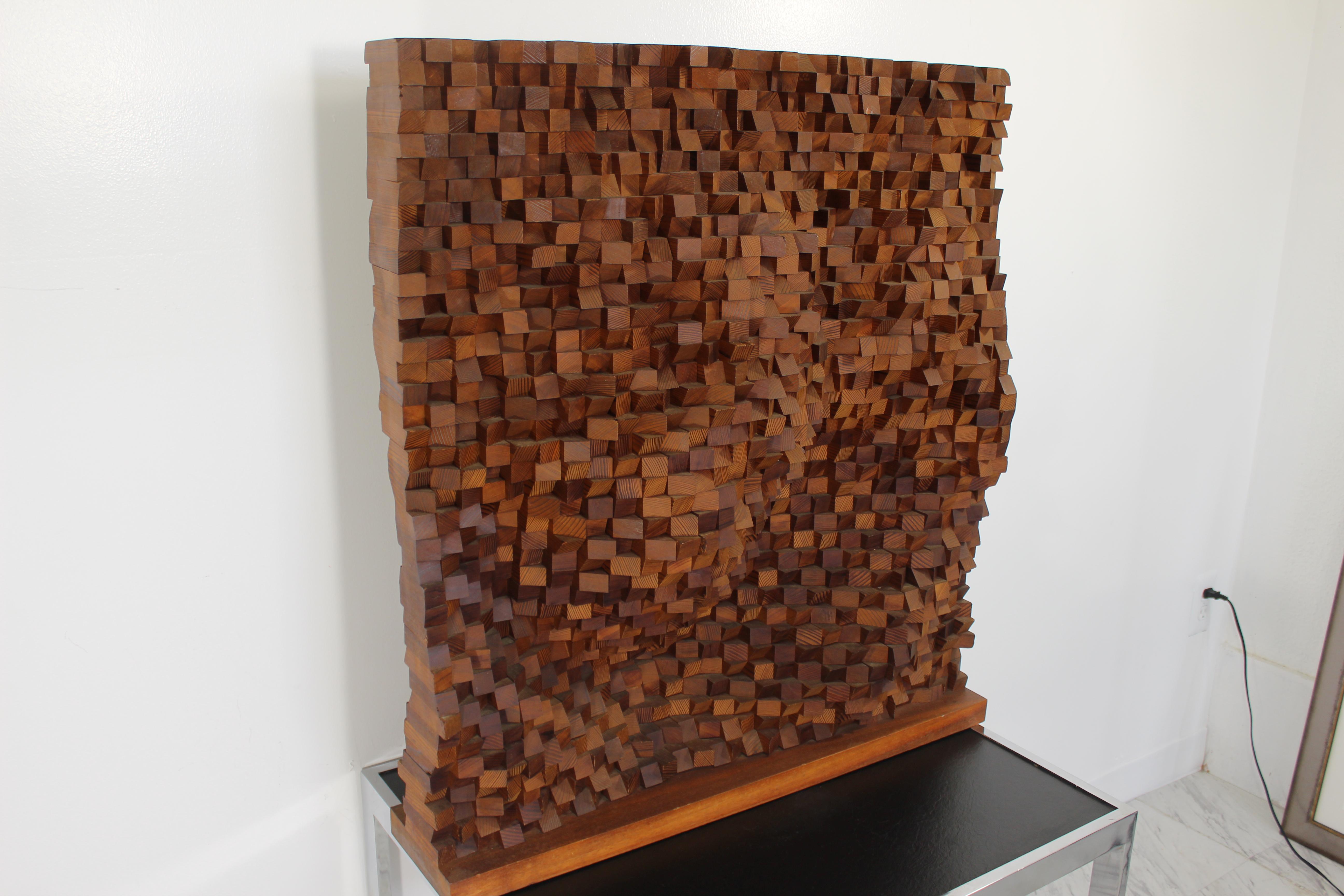 Mid-Century Modern Wooden Large Sculpture "Wall" by Arthur Hoener, 1964 ...