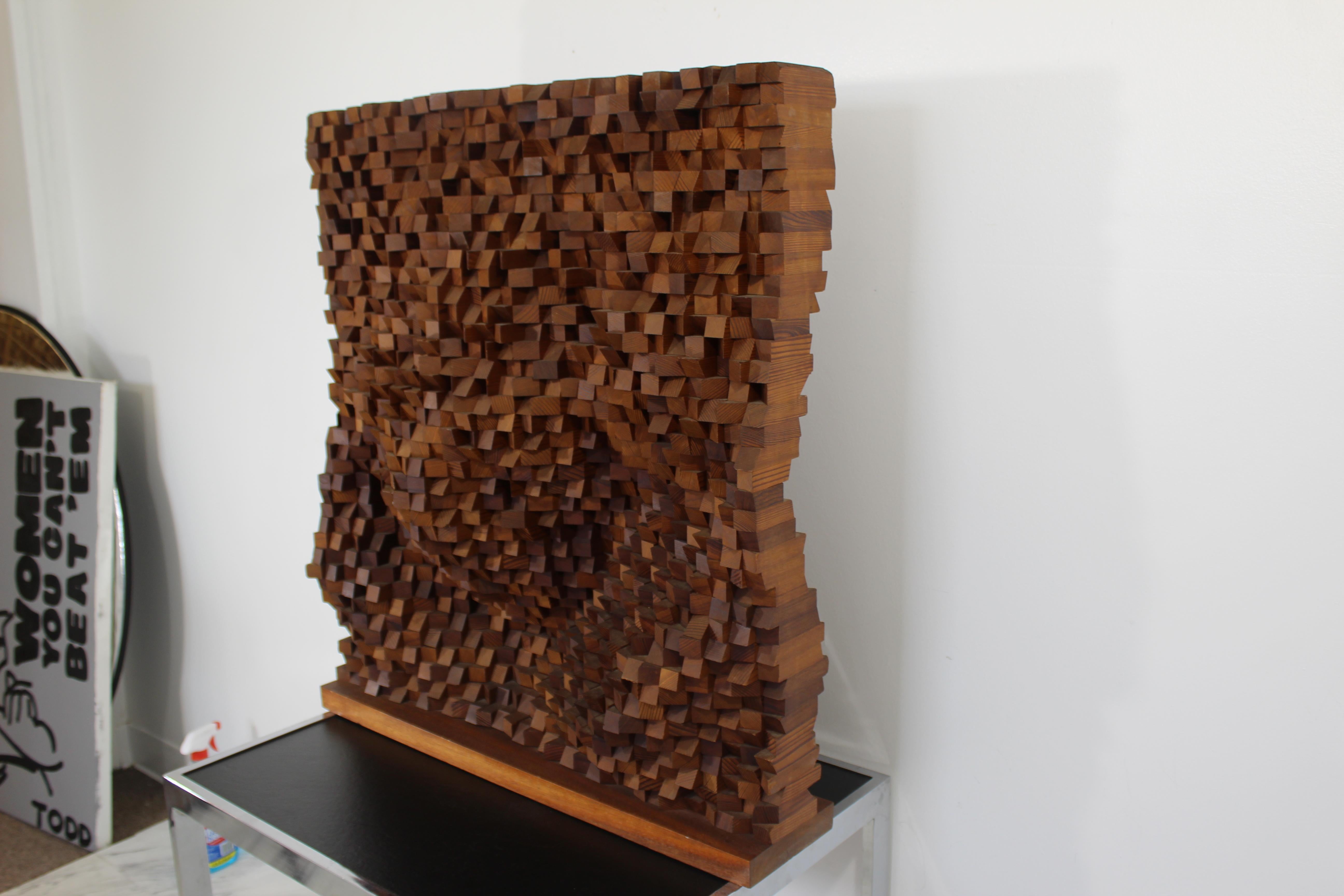 Mid-Century Modern Wooden Large Sculpture "Wall" by Arthur Hoener, 1964 ...