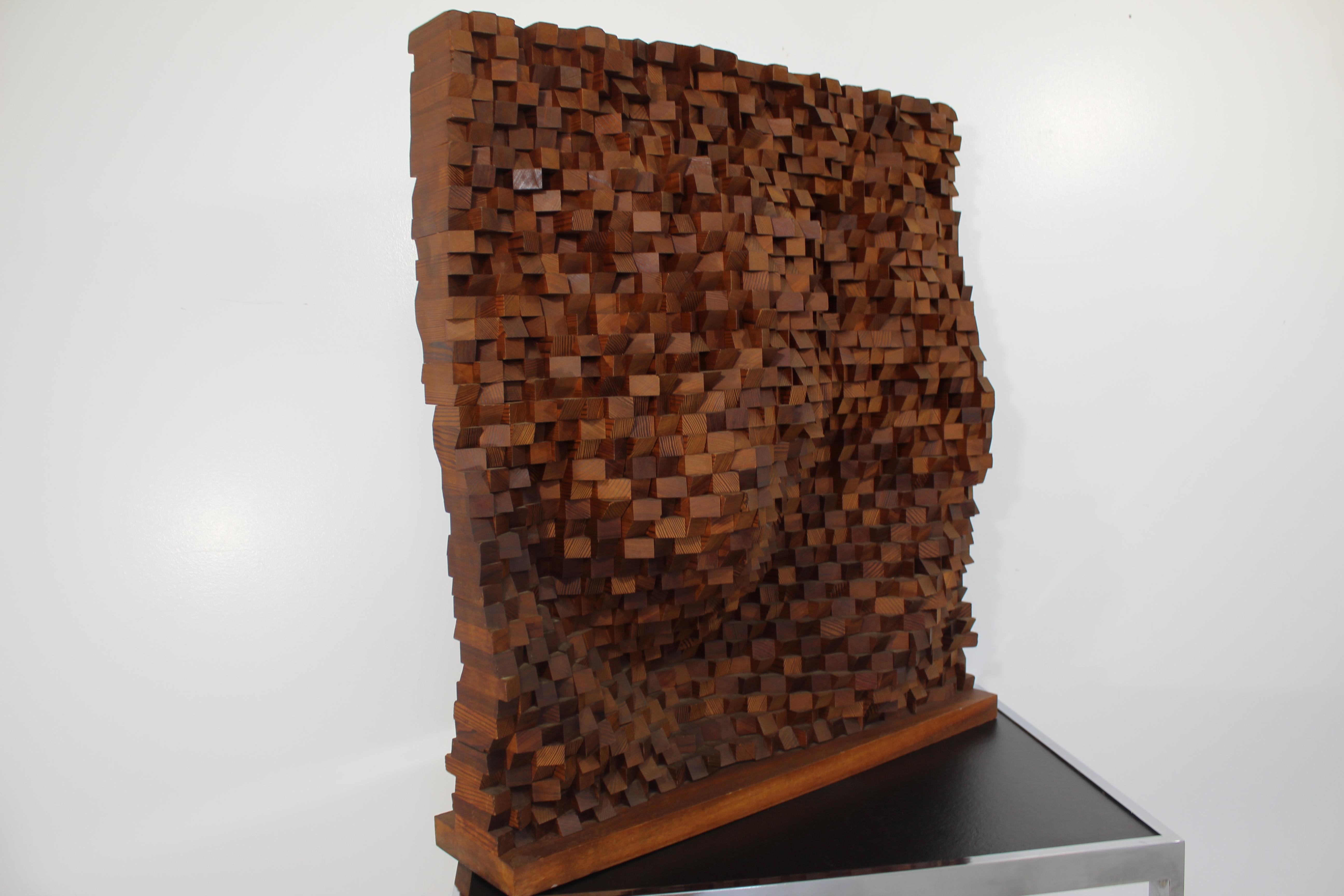 Mid-Century Modern Wooden Large Sculpture "Wall" by Arthur Hoener, 1964 ...