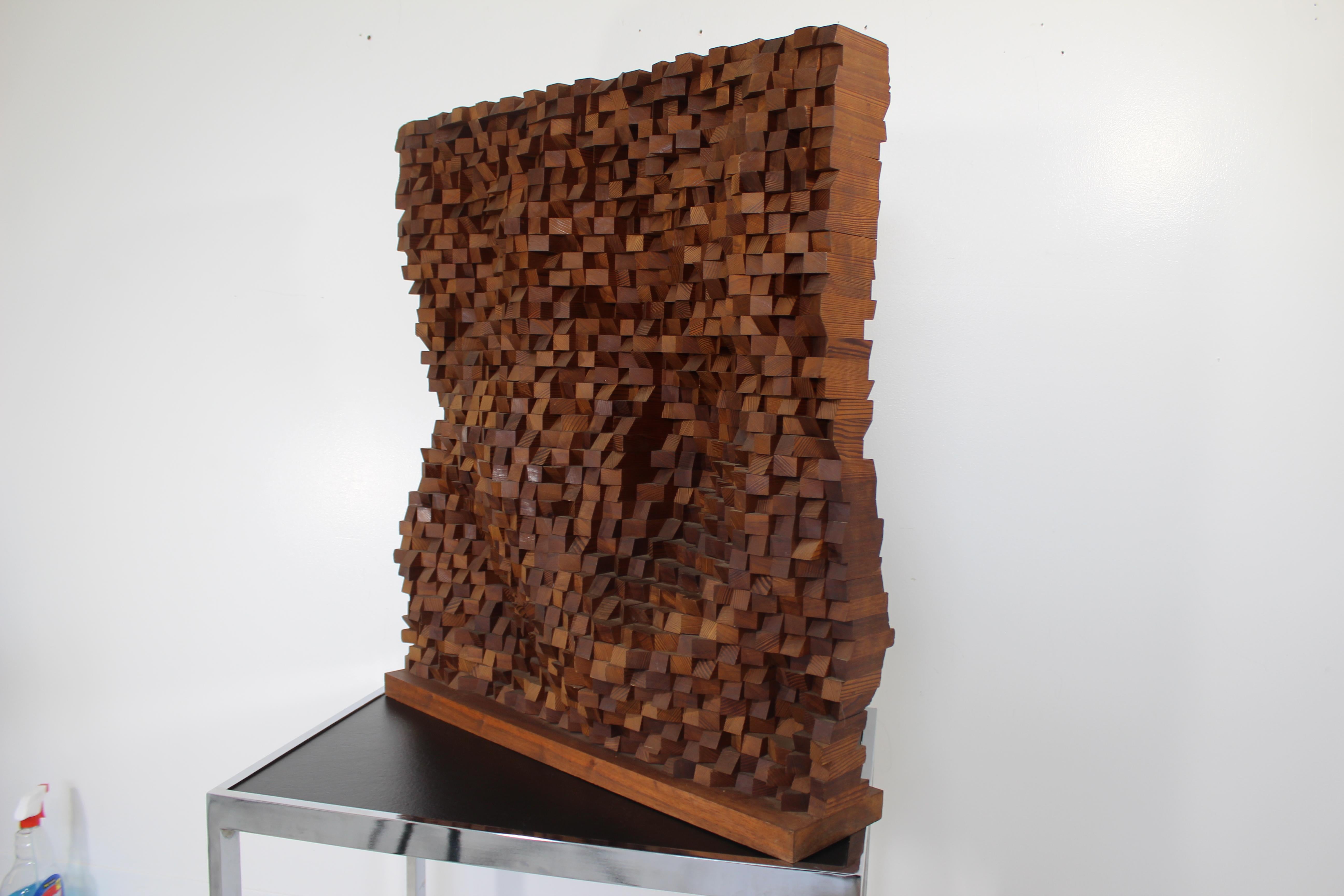 Mid-Century Modern Wooden Large Sculpture "Wall" by Arthur Hoener, 1964 ...