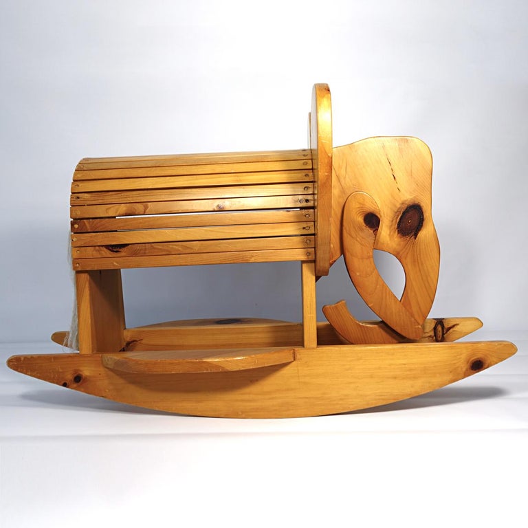 Mid-Century Modern Wooden Rocking Elephant For Sale at 1stDibs ...