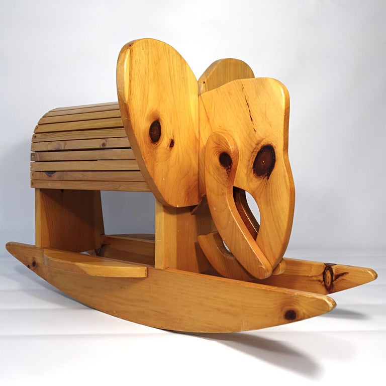 Mid-Century Modern Wooden Rocking Elephant For Sale at 1stDibs ...