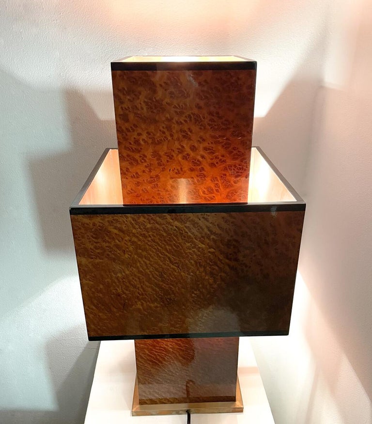 Mid-Century Modern Wooden Table Lamp "Love" by Willy Rizzo, 1970s For ...