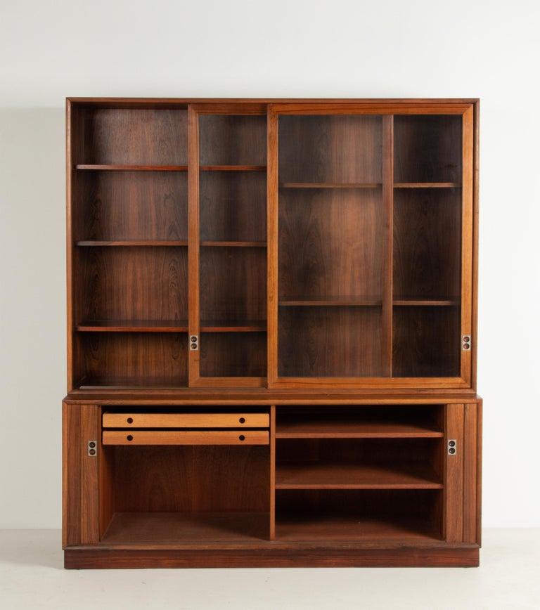 Mid-Century Modern Wooden Tambour Bookcase/Credenza by Arne Vodder ...