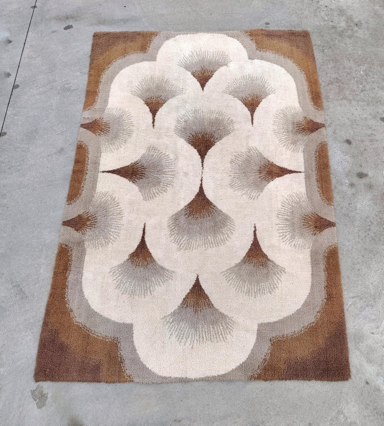 Mid Century Modern Woolen Rug Inspired by Art Deco, West Germany 1970s ...