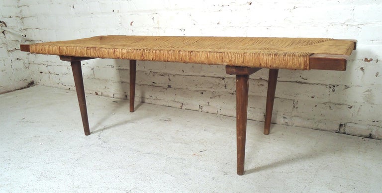 Mid-Century Modern Woven Rope Bench For Sale at 1stDibs