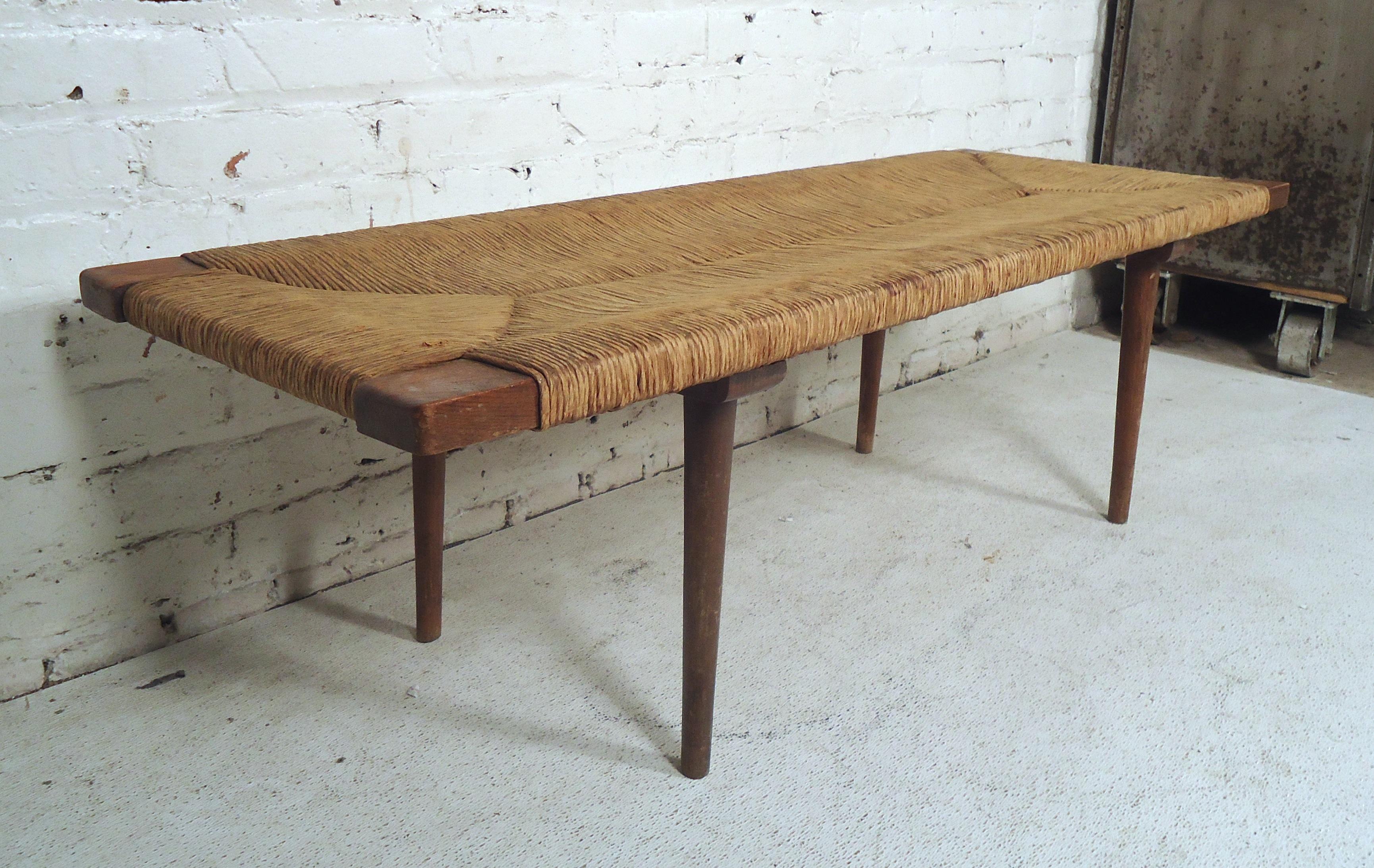 Mid-Century Modern Woven Rope Bench For Sale at 1stDibs