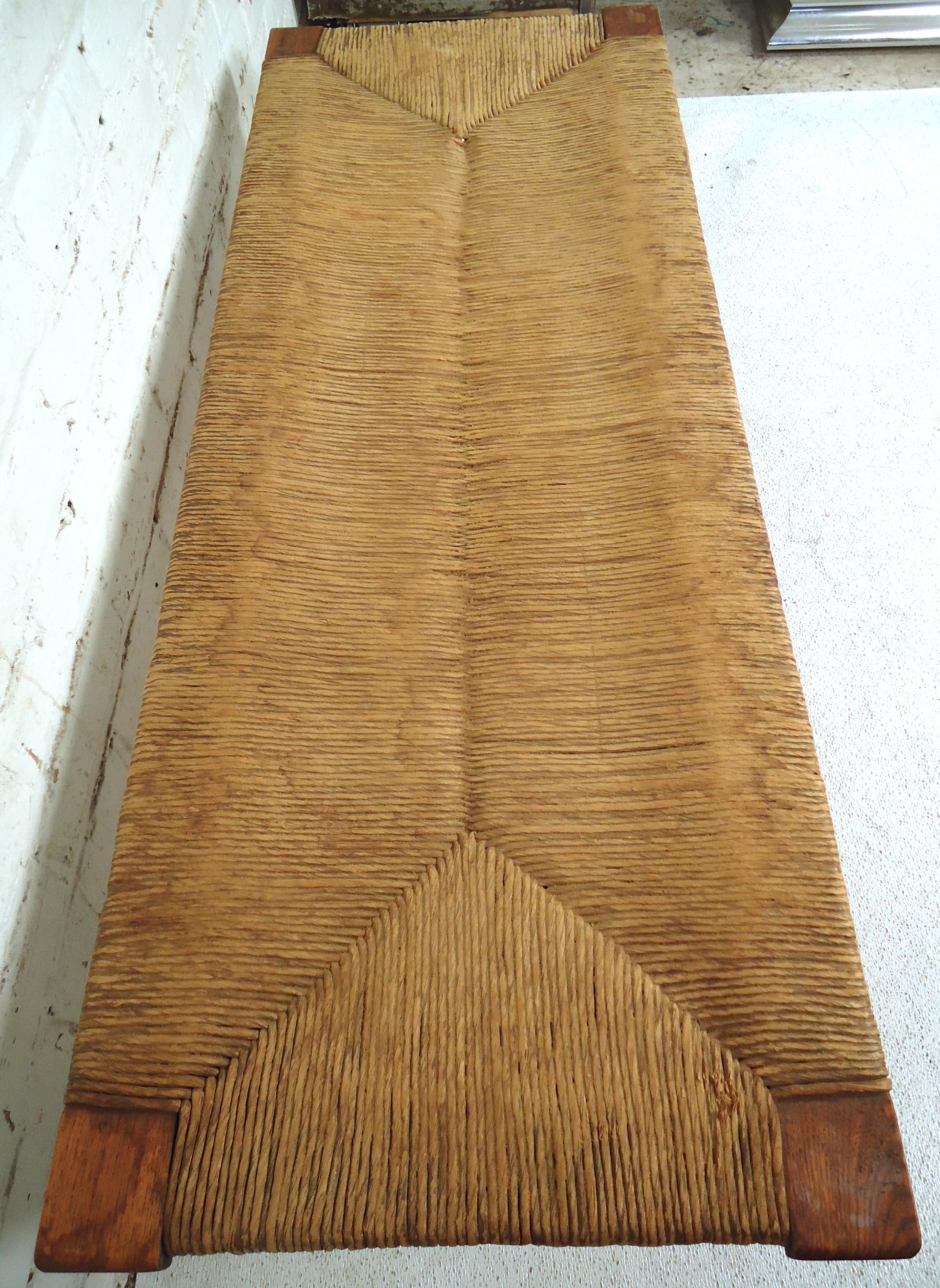 Mid-Century Modern Woven Rope Bench For Sale at 1stDibs