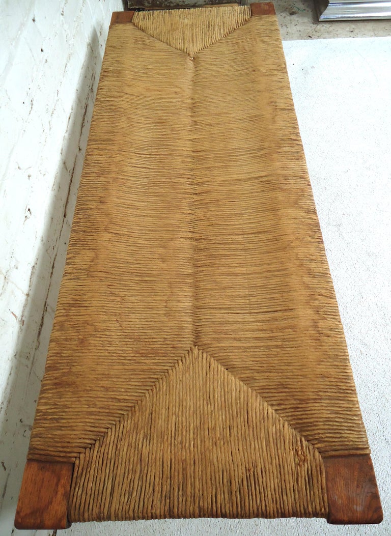 Mid-Century Modern Woven Rope Bench For Sale at 1stDibs