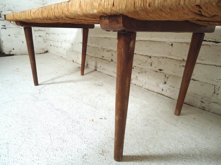 Mid-Century Modern Woven Rope Bench For Sale at 1stDibs