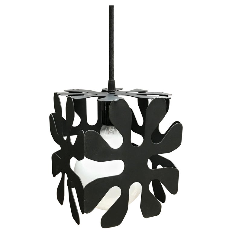 Mid-Century Modern Wrought Iron Cubed Flower Pendant Light For Sale at ...