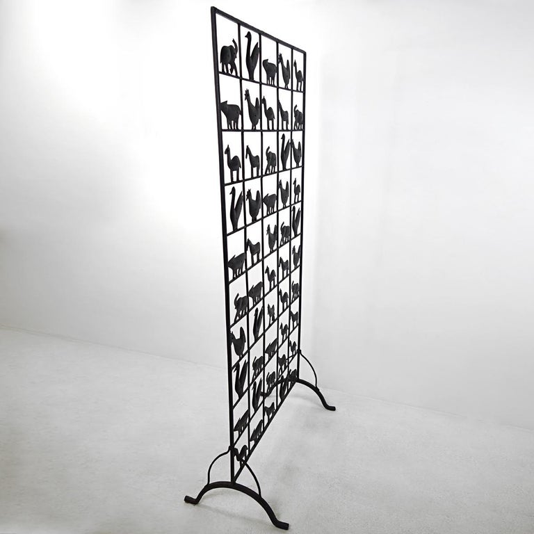 Mid-Century Modern Wrought Iron Screen or Room Divider by Atelier de ...