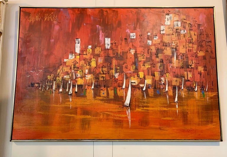 Mid-Century Modern XL Italian Original Artist Signed Abstract Painting ...