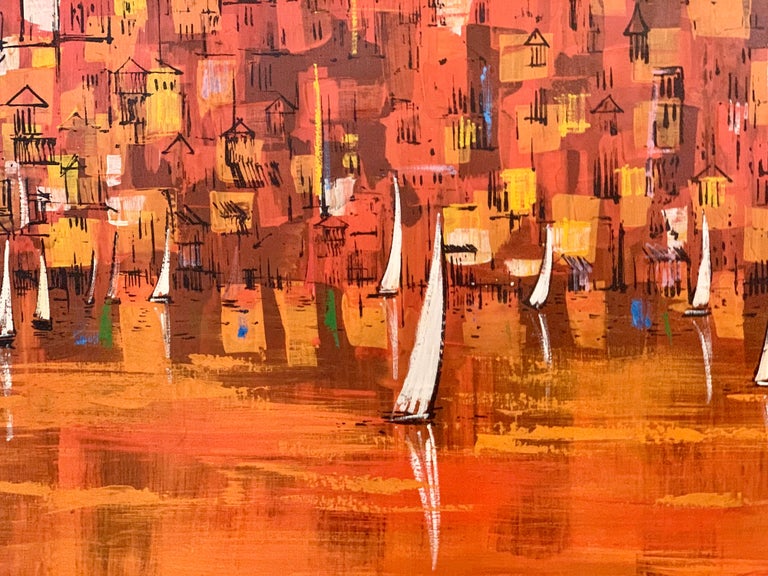 Mid-Century Modern XL Italian Original Artist Signed Abstract Painting ...