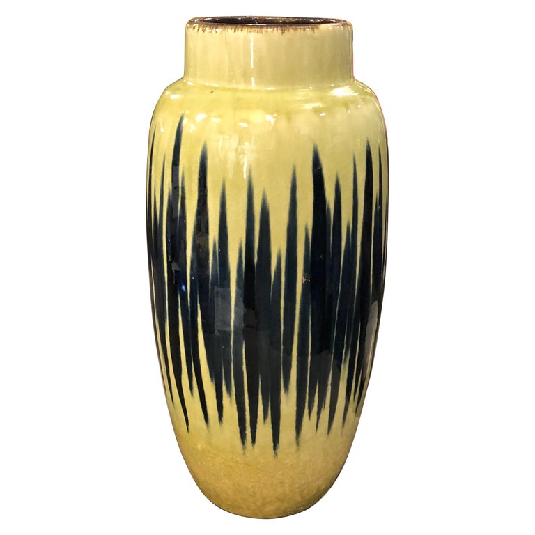Mid-Century Modern Yellow and Blue Ceramic German Vase, circa 1970 at ...