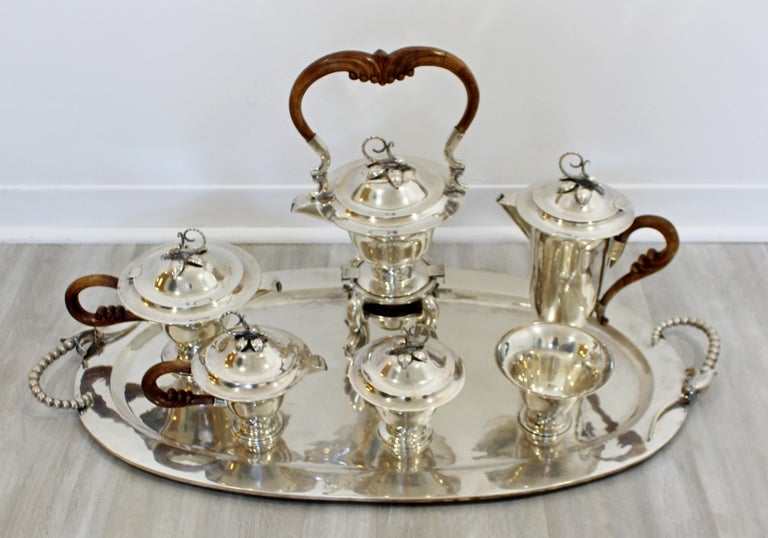 Mid-Century Modernist 7-Piece Sterling Silver Tea Coffee Set Mexico ...