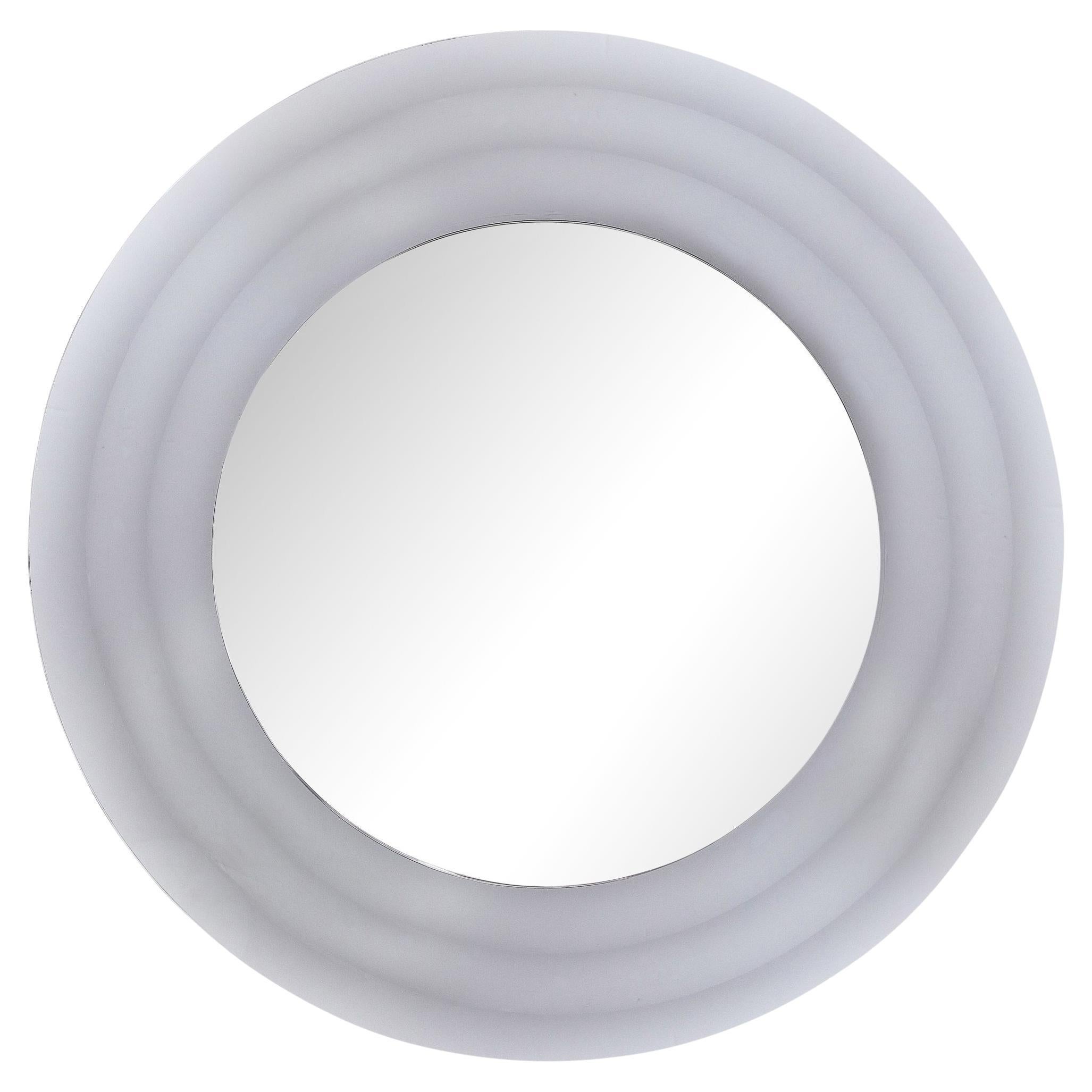 Mid-Century Modernist Circular Beveled Mirror with Smoked Border by Ron ...