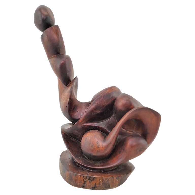Mid-Century Modernist Freeform Hand Carved Wooden Sculpture For Sale at ...