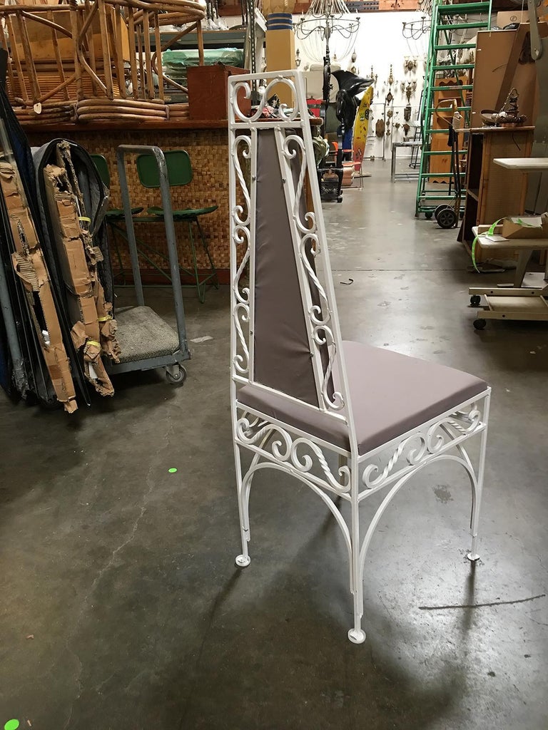Mid-Century Modernist High Back Chair with Scrolling Pattern, Set of ...