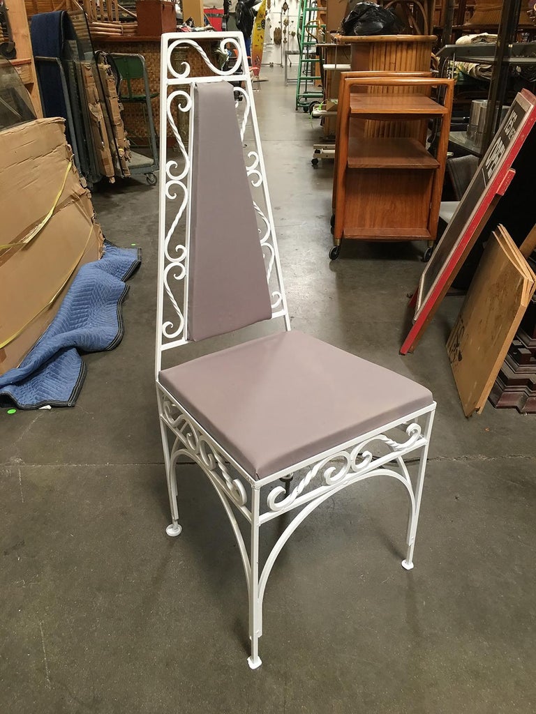 Mid-Century Modernist High Back Chair with Scrolling Pattern, Set of ...