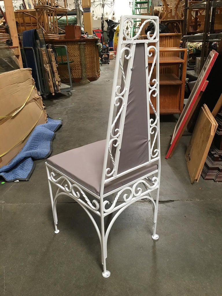 Mid-Century Modernist High Back Chair with Scrolling Pattern, Set of ...