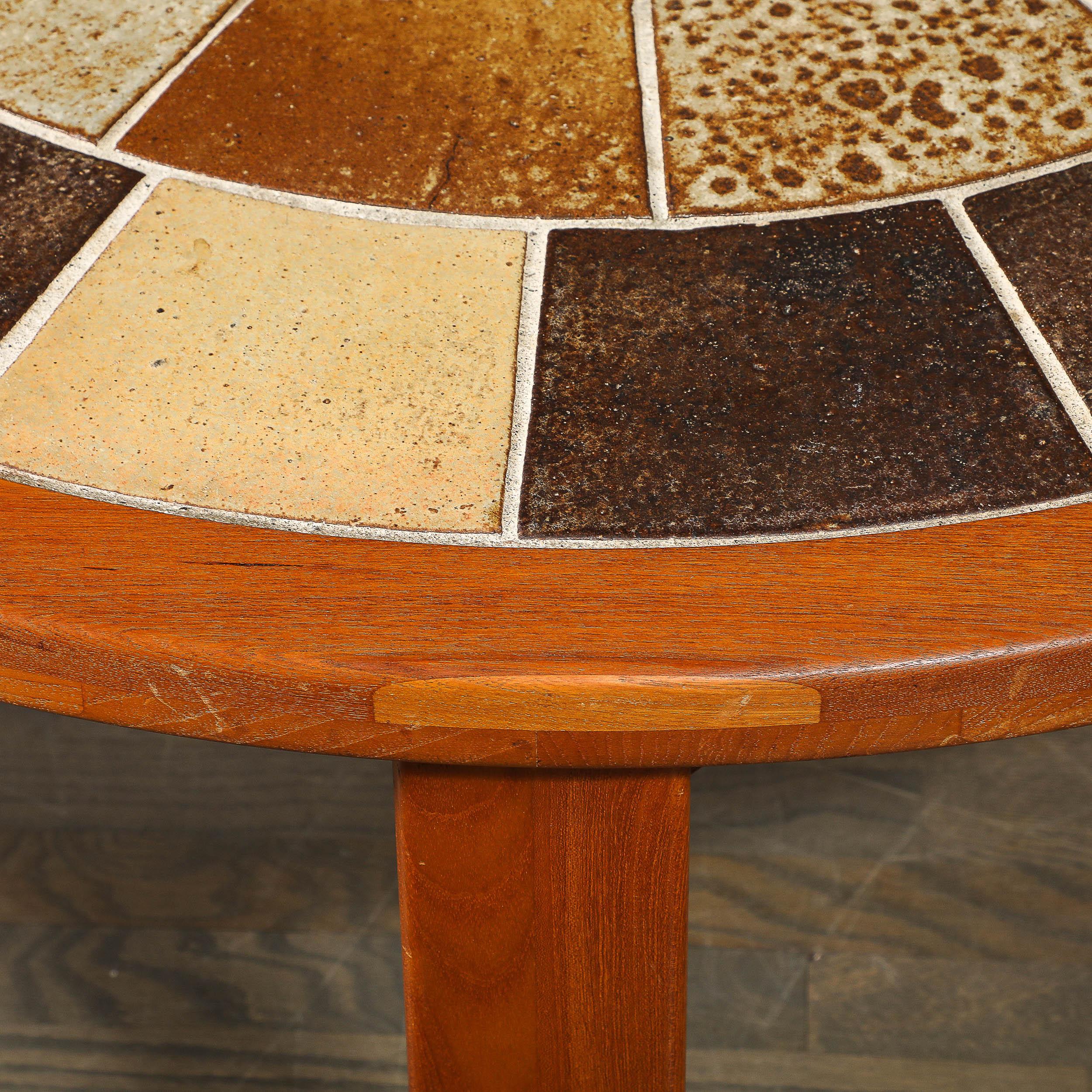 Mid-Century Modernist Inlayed Earth Toned Tile Cocktail Table in Teak ...