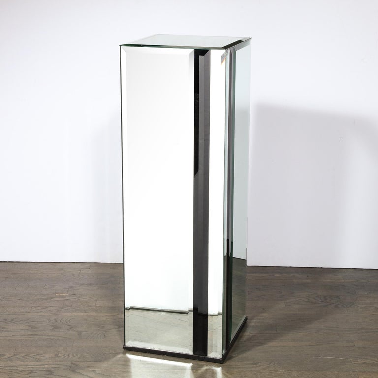 Mid-Century Modernist Mirrored Pedestal with Alternating Vitrolite ...