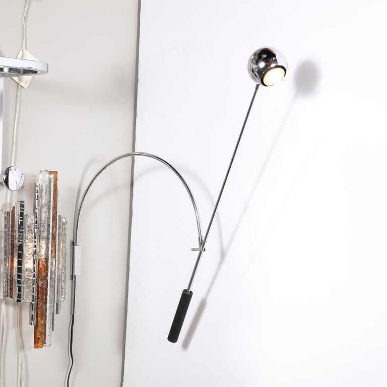 Mid-Century Modernist Omnidirectional Swing Arm Sconces in Polished ...