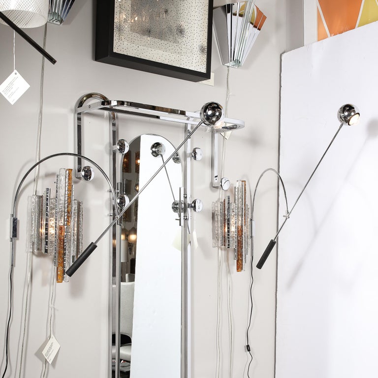 Mid-Century Modernist Omnidirectional Swing Arm Sconces in Polished ...