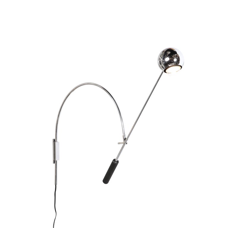 Mid-Century Modernist Omnidirectional Swing Arm Sconces in Polished ...