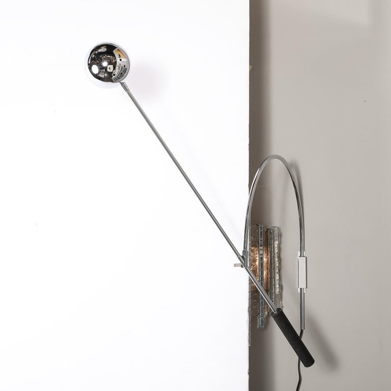 Mid-Century Modernist Omnidirectional Swing Arm Sconces in Polished ...