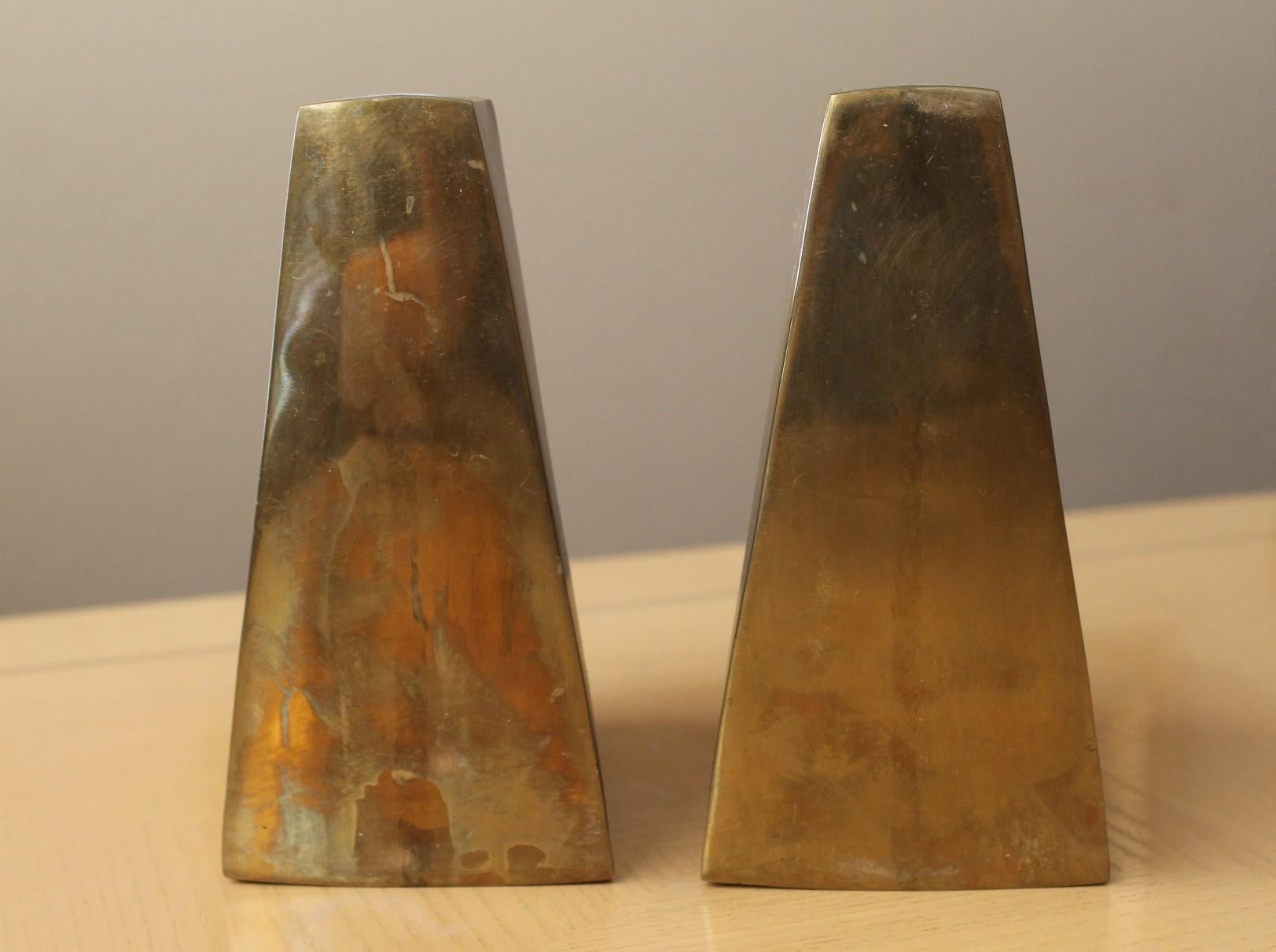 Mid Century Modernist Solid Brass Bookends. Sleek Art Deco Decor Ben ...