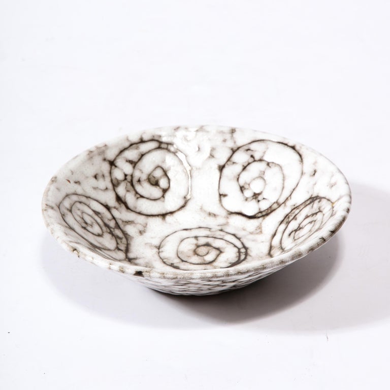 Mid-Century Modernist White and Earth Toned Ceramic Dish W/ Seven ...