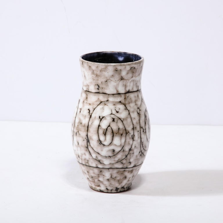 Mid-Century Modernist White and Earth Toned Ceramic Vase W/ Coiled ...