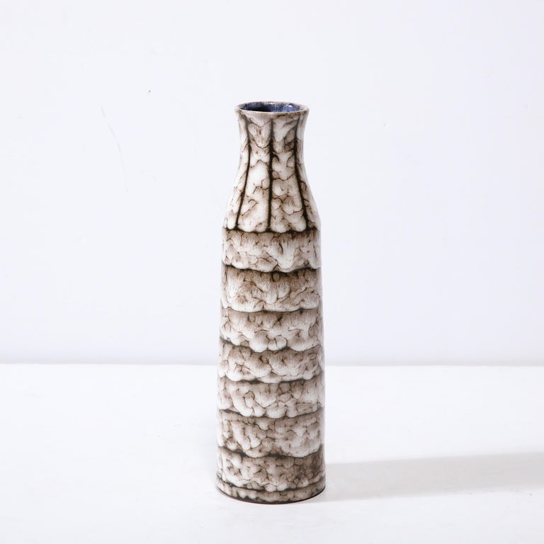 Mid-Century Modernist White and Earth Toned Ceramic Vase with Banded ...